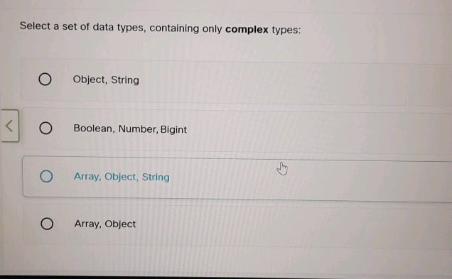 Select a set of data types containing only | StudyX