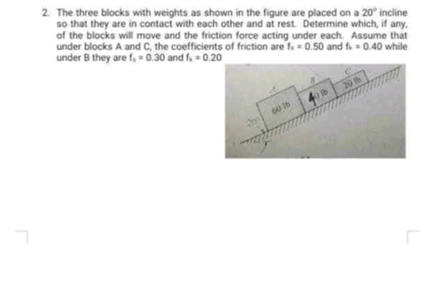 2 The three blocks with weights as shown in