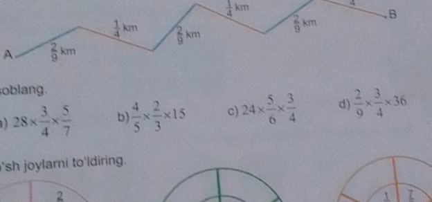 oblang 28 34 57 b) 45 23 15 c) 24 56 34 d)