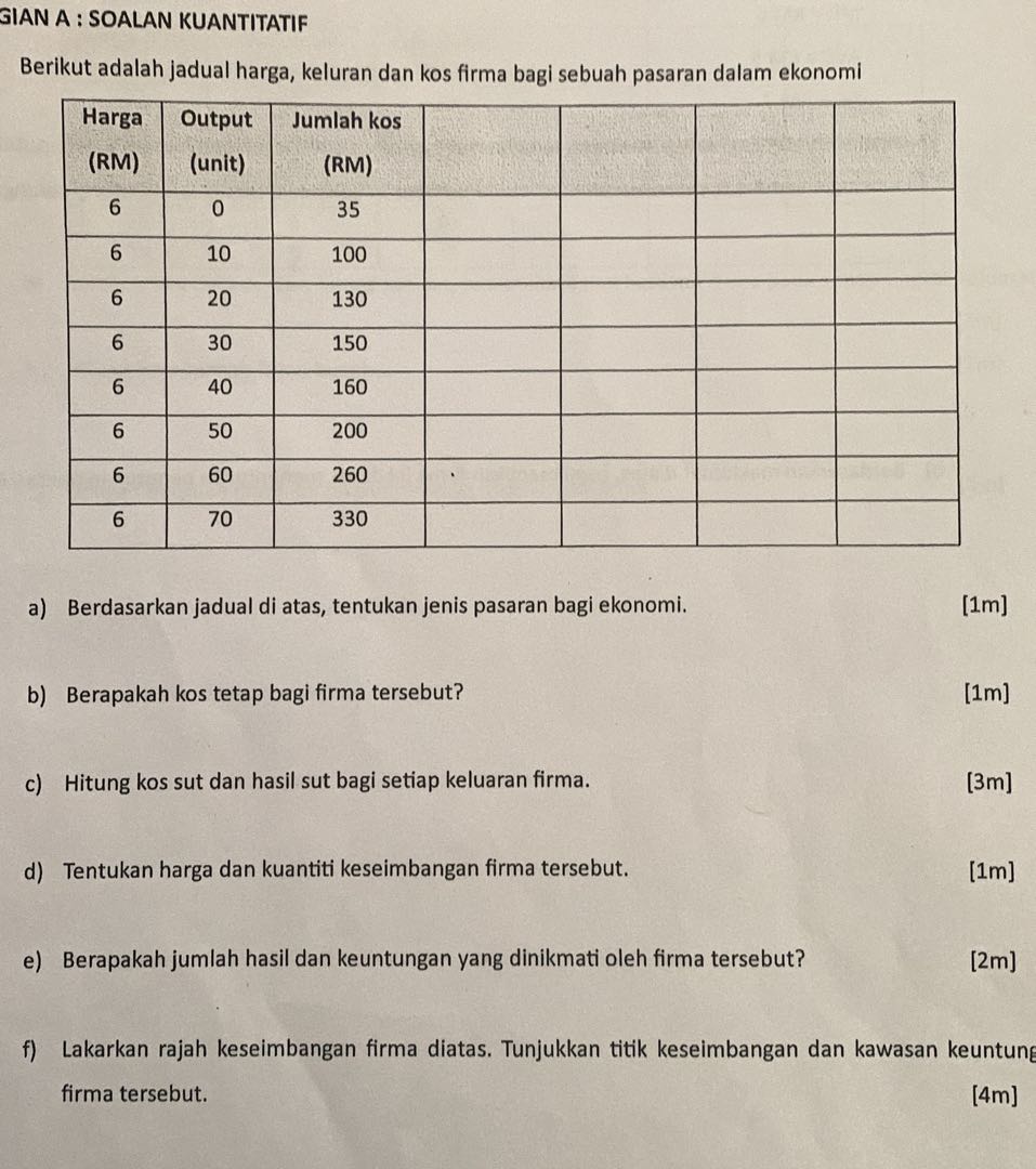 GIAN A SOALAN KUANTITATIF Berikut adalah | StudyX