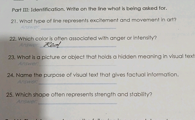 Part III Identification Write on the line | StudyX