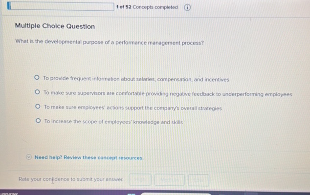 1 of 52 Concepts completed Multiple Cholce | StudyX