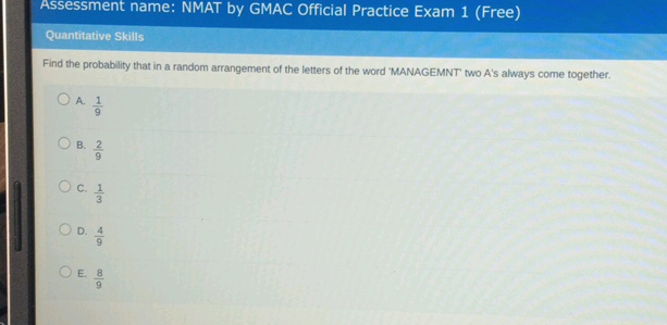 Assessment name NMAT by GMAC Official | StudyX