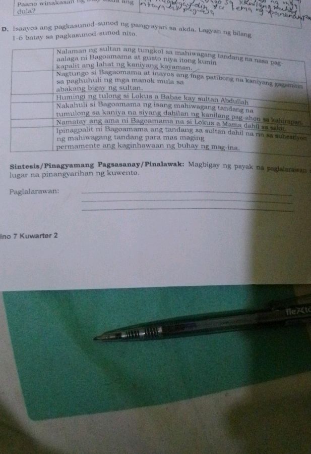 Paano winakasan dula D Isaayos ang | StudyX