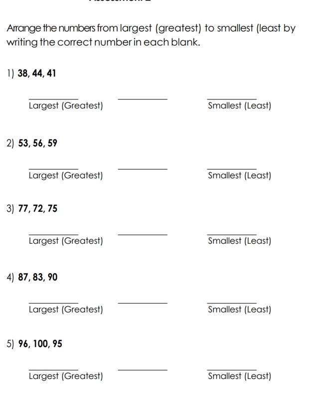 Arrange the numbers from largest (greatest) | StudyX