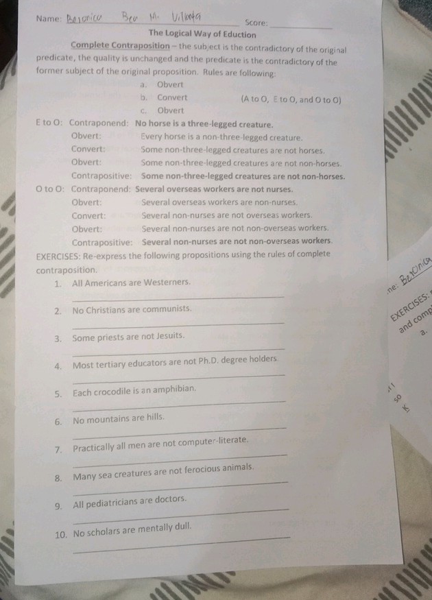 Name Berorica Bear Mi Vilkata Score The | StudyX