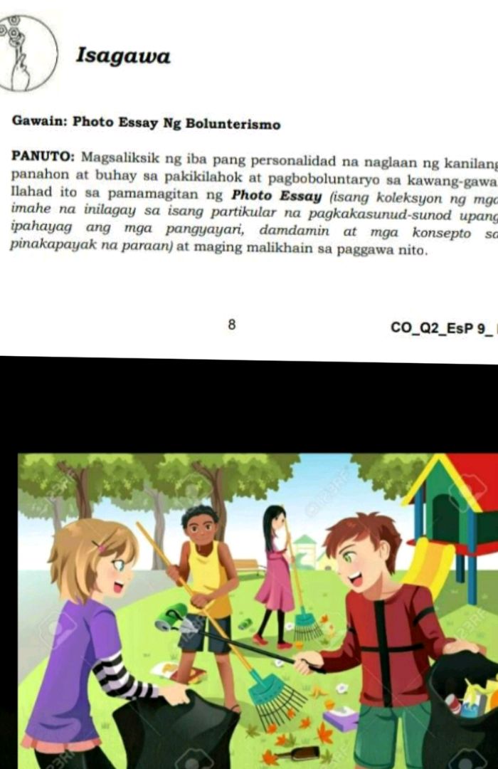 Isagawa Gawain Photo Essay Ng Bolunterismo | StudyX