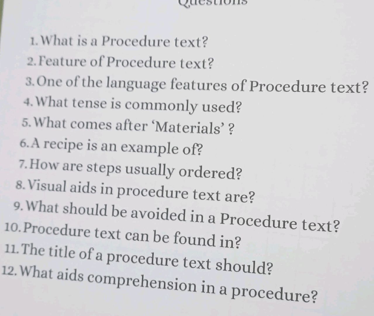 1 What is a Procedure text 2 Feature of | StudyX