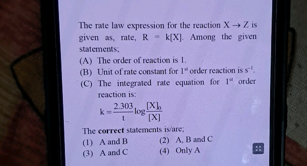 The rate law expression for the reaction X Z | StudyX