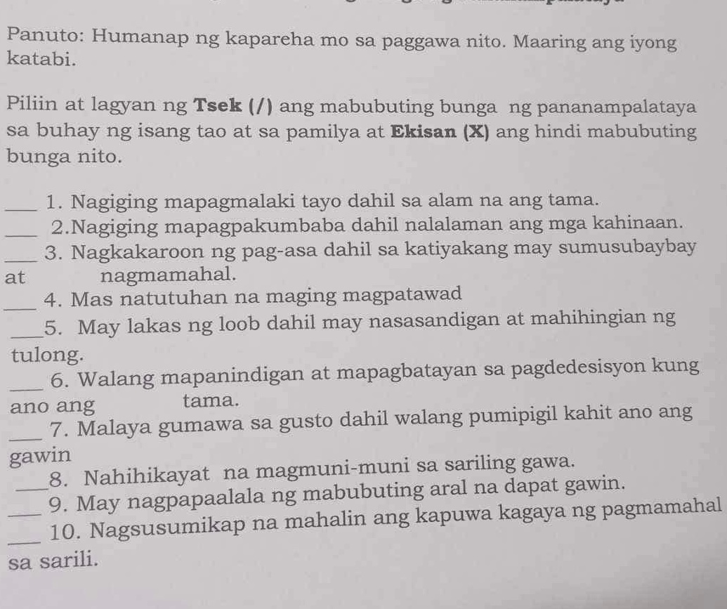 Panuto Humanap ng kapareha mo sa paggawa | StudyX