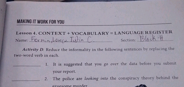 MAKING IT WORK FOR YOU Lesson 4 CONTEXT + | StudyX