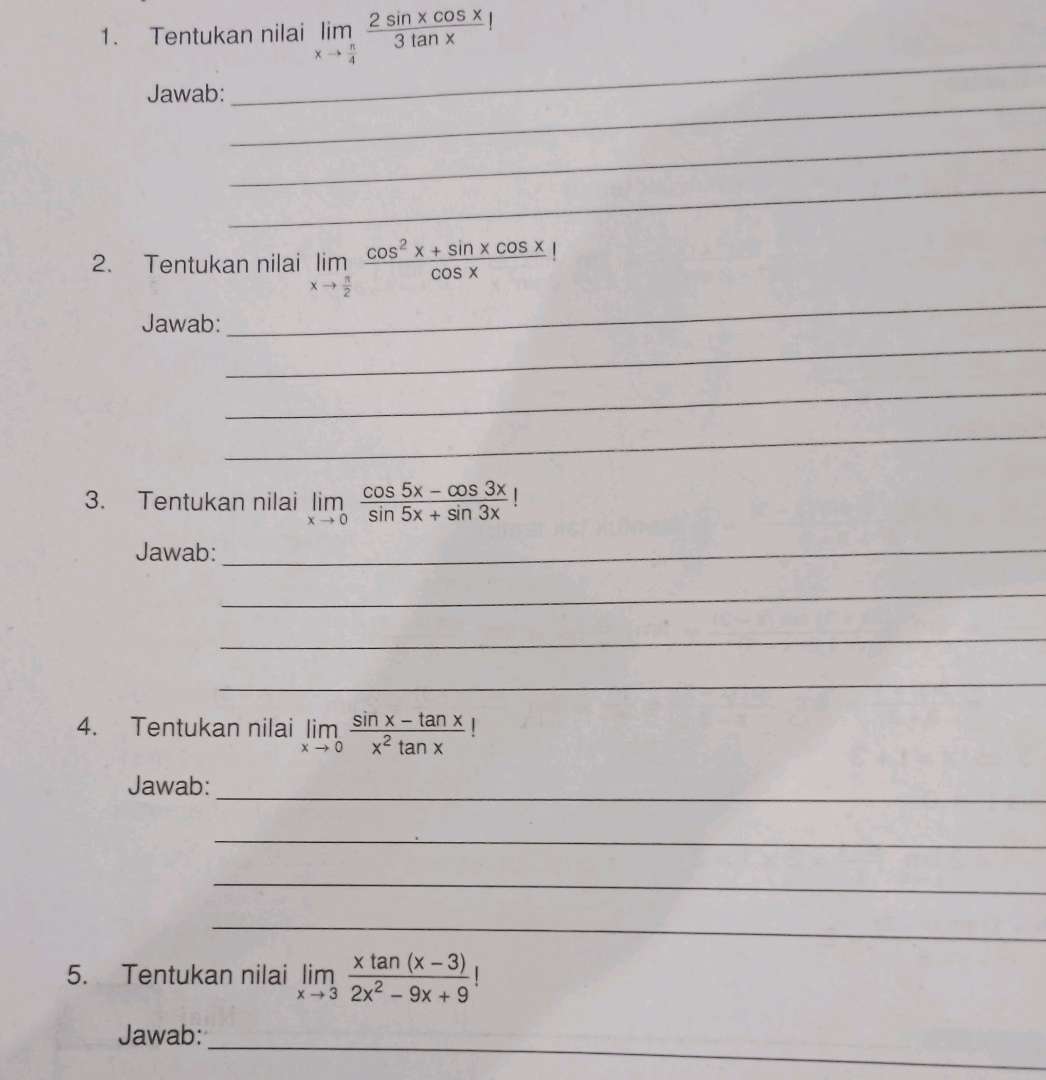 1 Tentukan nilai x 4 2 x x3 x Jawab 2