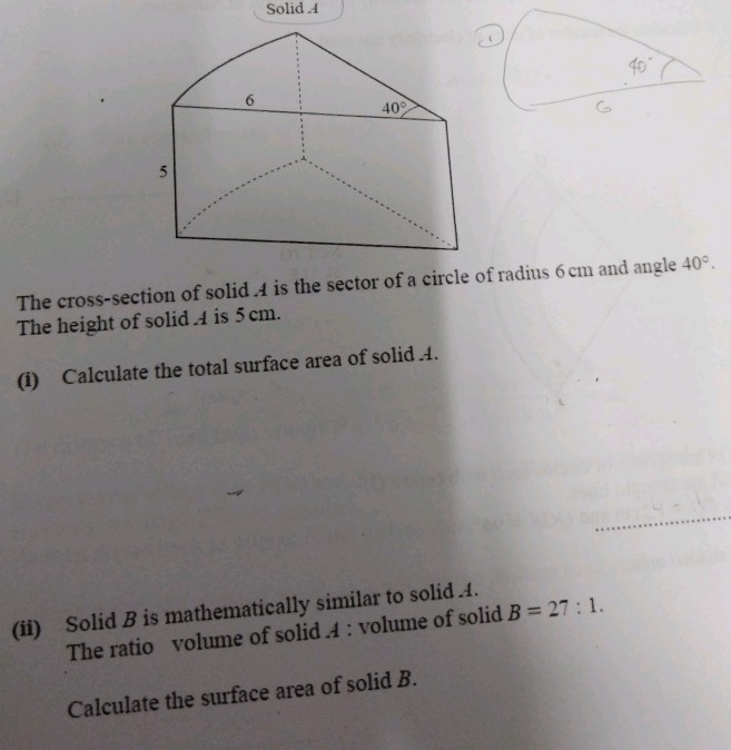 Solid A The cross-section of solid A is the | StudyX