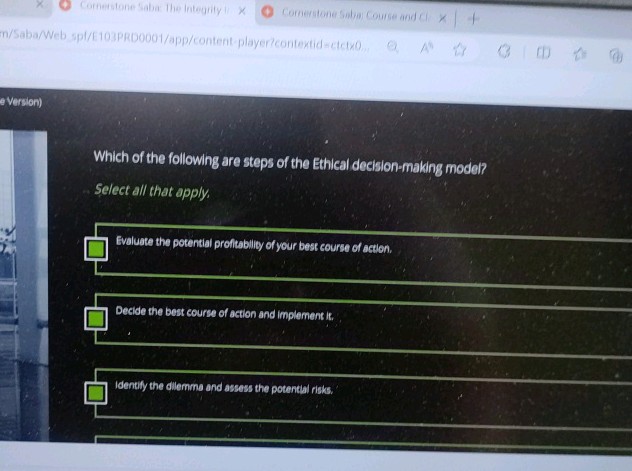 Cornerstone Saba the Integrity | StudyX