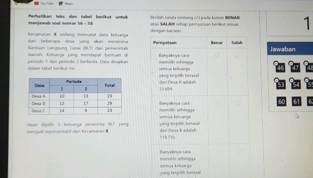 Youlube Maps Perhatikan teks dan tabel | StudyX