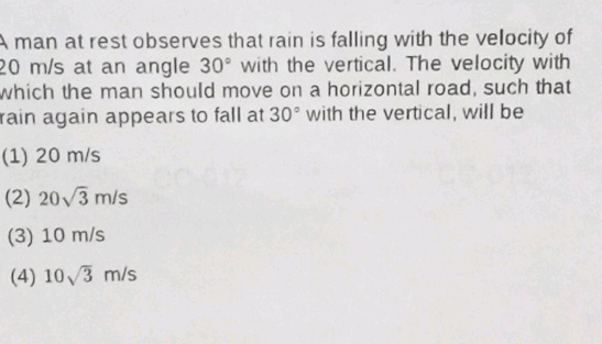 A man at rest observes that rain is falling | StudyX