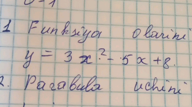 1 Funksiya olarine y=3 x2-5 x+8 2 Parabula