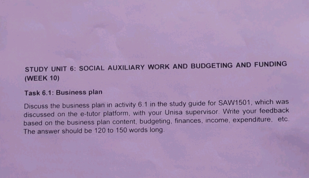 STUDY UNIT 6 SOCIAL AUXILIARY WORK AND | StudyX