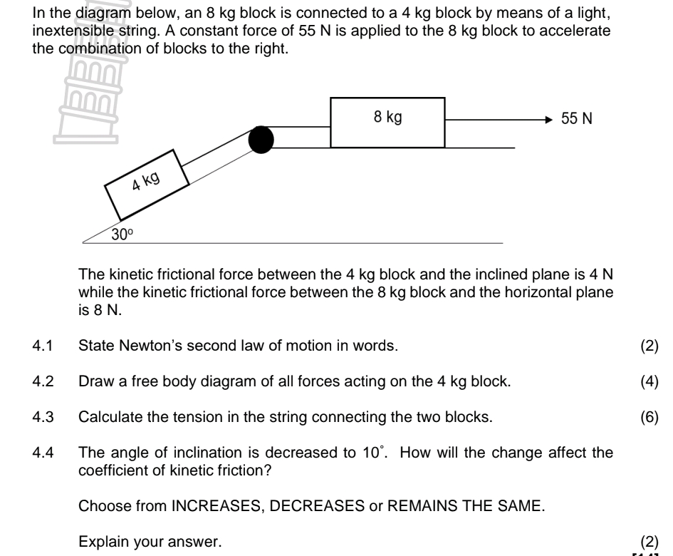 In the diagram below an 8 kg block is | StudyX