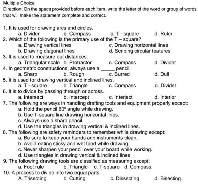 Multiple Choice Direction On the space | StudyX