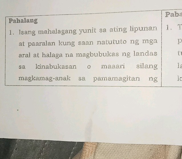 Pahalang 1 Isang mahalagang junit sa ating | StudyX
