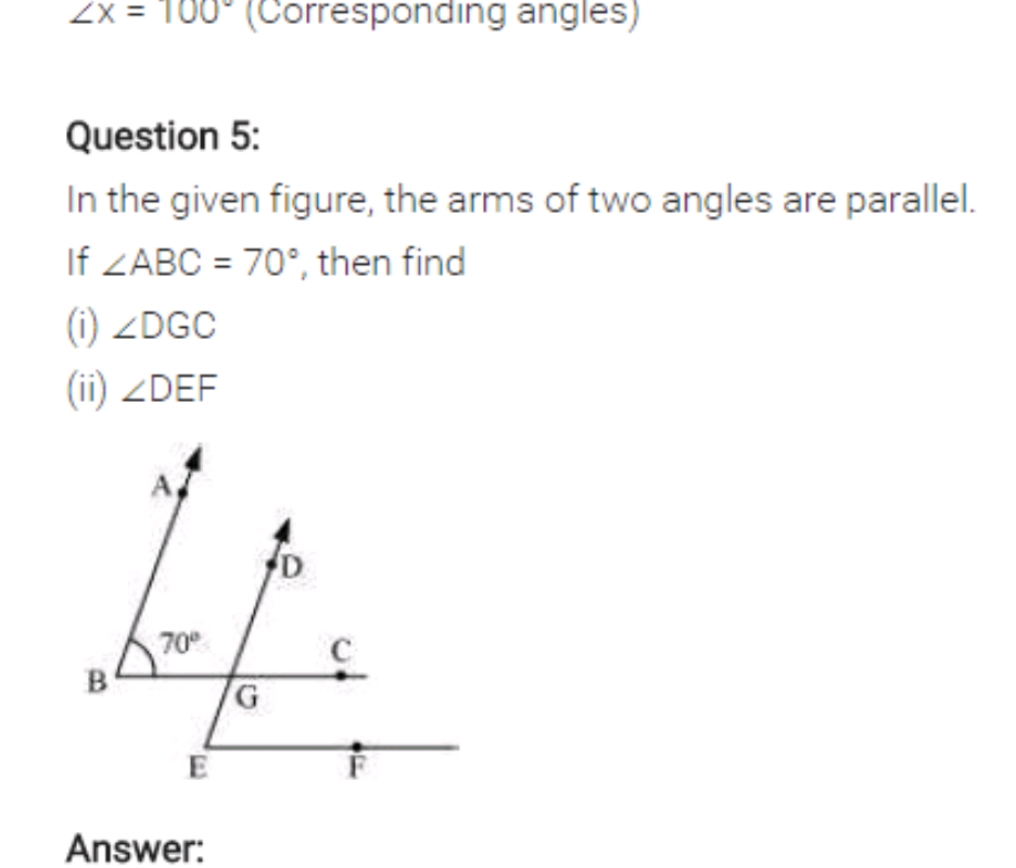 x=100 (Correspondng angles) Question 5 In | StudyX