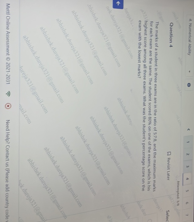 4 Numerical Ability 1 2 3 4 5 6 7 Attempted | StudyX