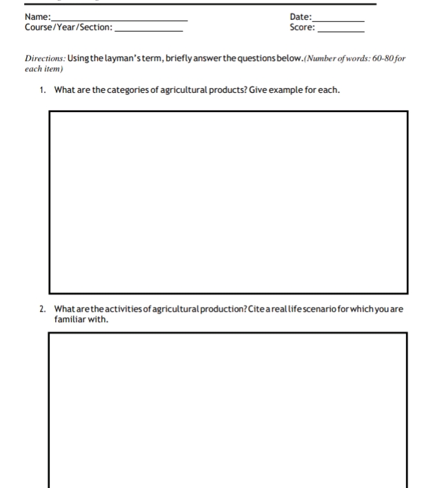 Name Course/Year/Section Date Score | StudyX