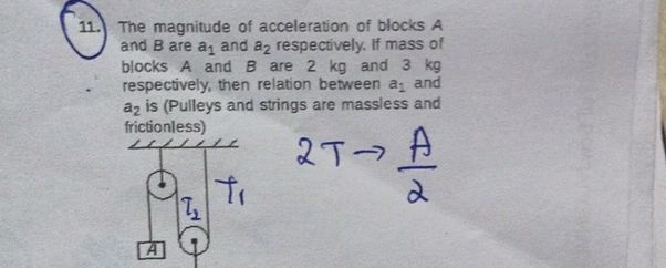 11 The magnitude of acceleration of blocks A | StudyX