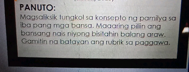 PANUTO Magsaliksik tungkol sa konsepto ng | StudyX