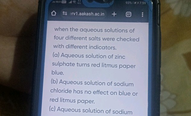 when the aqueous solutions of four different | StudyX