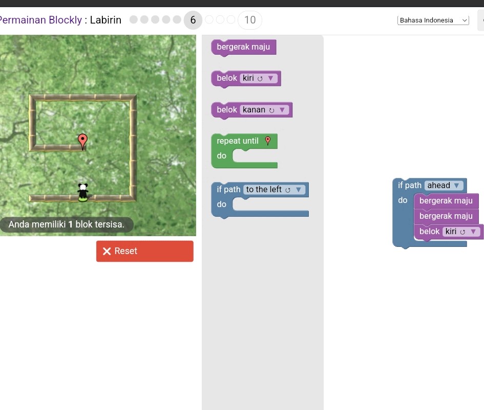 ermainan Blockly Labirin 6 10 Bahasa | StudyX