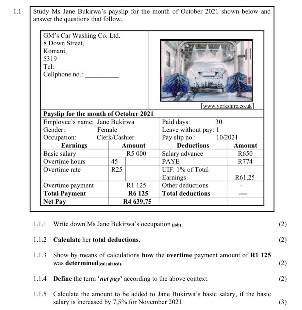 11 Study Ms Jane Bukirwas payslip for the | StudyX