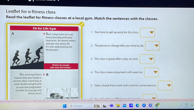 Leaflet for a fitness class Read the | StudyX