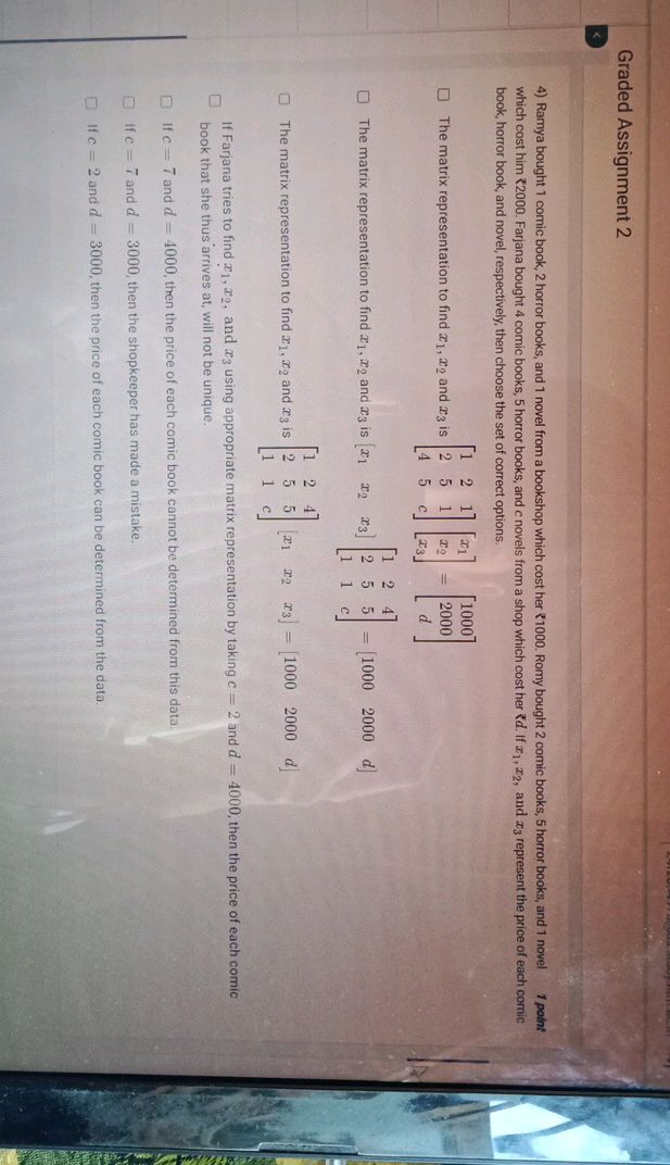 Graded Assignment 2 4) Ramya bought 1 comic