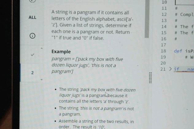 A string is a pangram if it contains all | StudyX