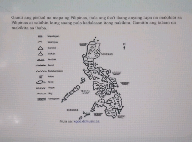 Gamit ang pisikal na mapa ng Pilipinas itala | StudyX