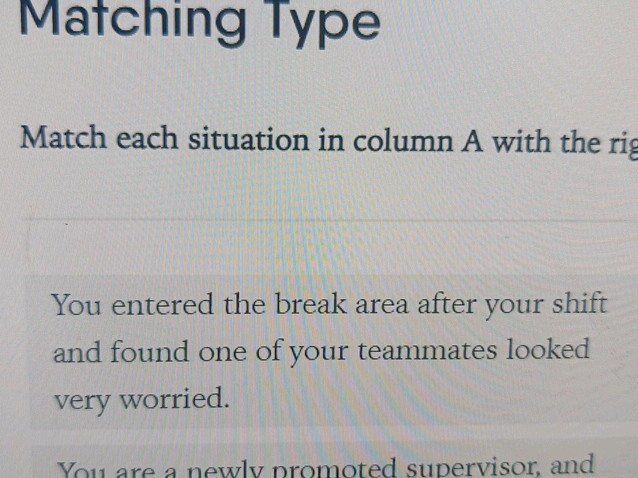 Matching Type Match each situation in column | StudyX