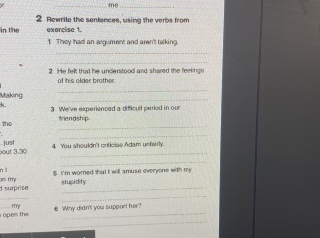 me 2 Rewrite the sentences using the verbs | StudyX