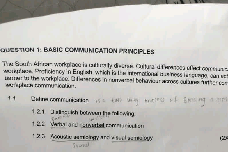 QUESTION 1 BASIC COMMUNICATION PRINCIPLES | StudyX