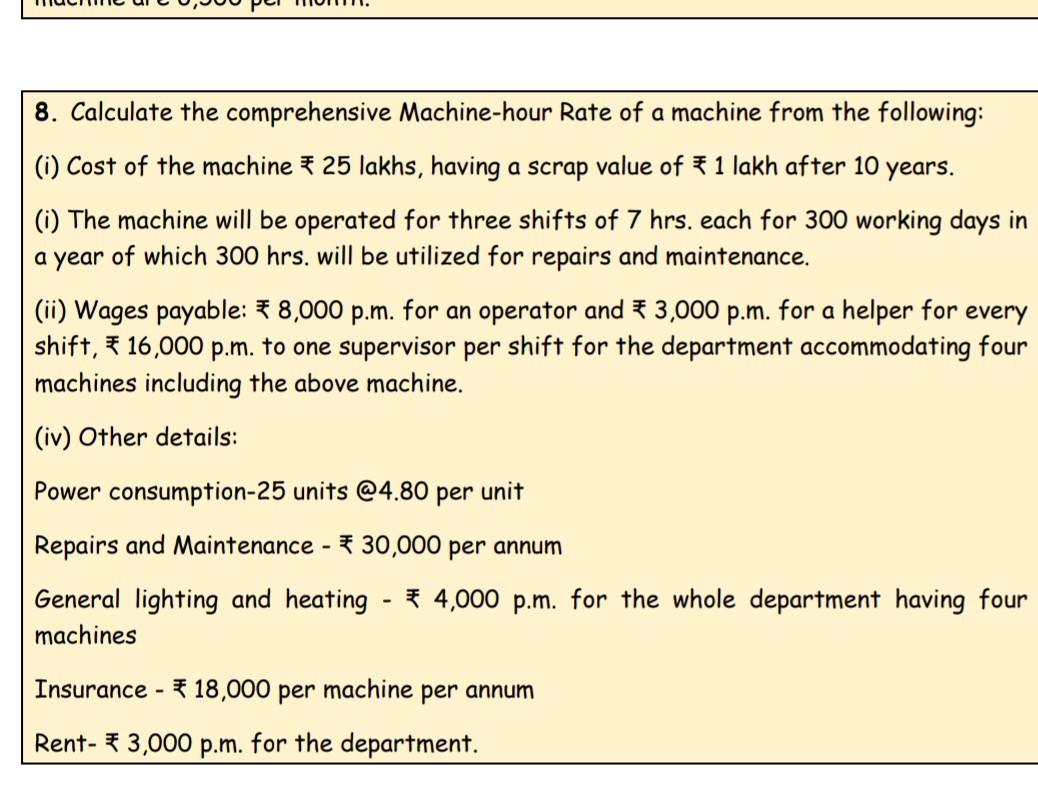 8 Calculate the comprehensive Machine-hour | StudyX