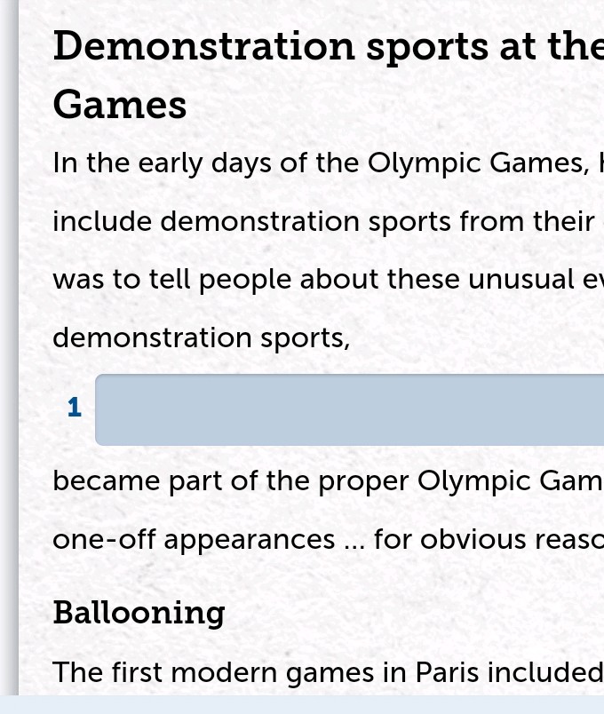Demonstration sports at the Games In the | StudyX