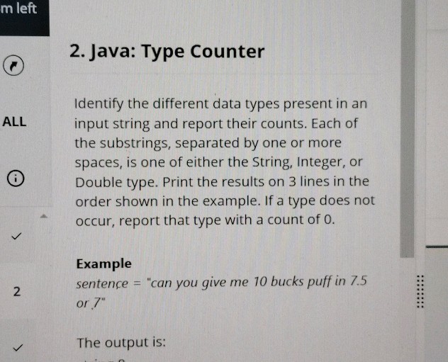 m left 2 Java Type Counter Identify the | StudyX