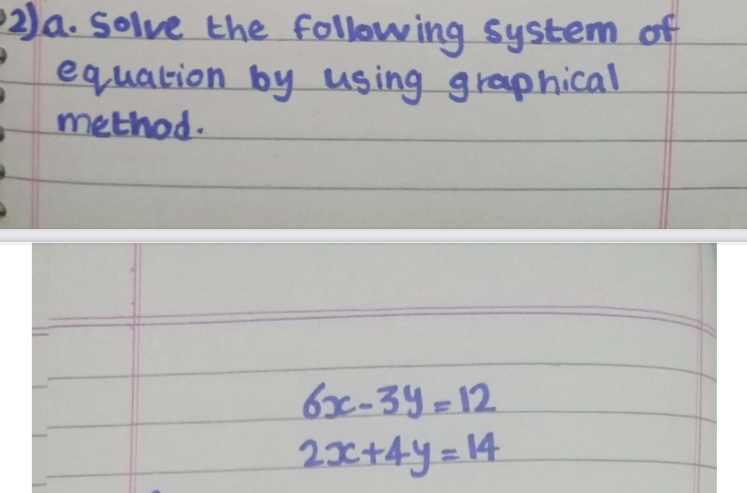2) a Solve the following system of equation | StudyX