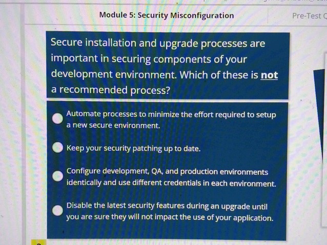 Module 5 Security Misconfiguration Pre-Test | StudyX