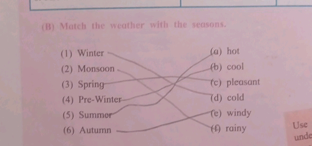 (B) Match the weather with the seasons (1) | StudyX