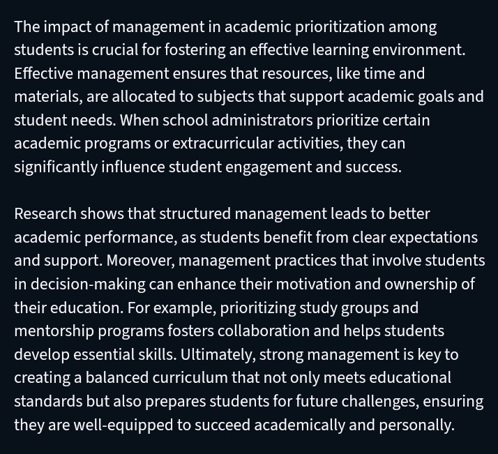 The impact of management in academic | StudyX