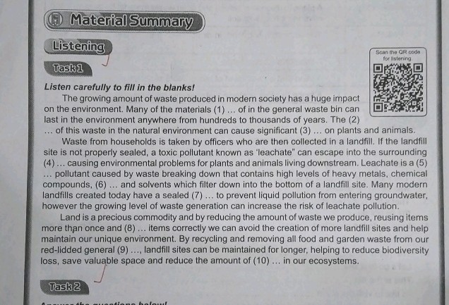 Material Summary Listening TaskI Listen | StudyX