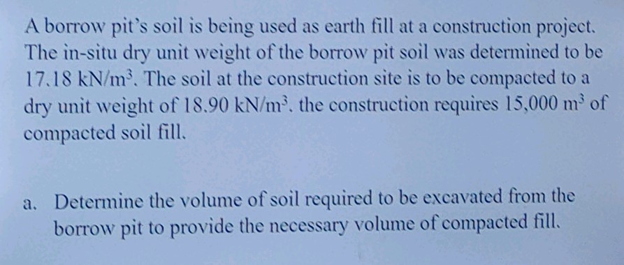 A borrow pits soil is being used as earth | StudyX