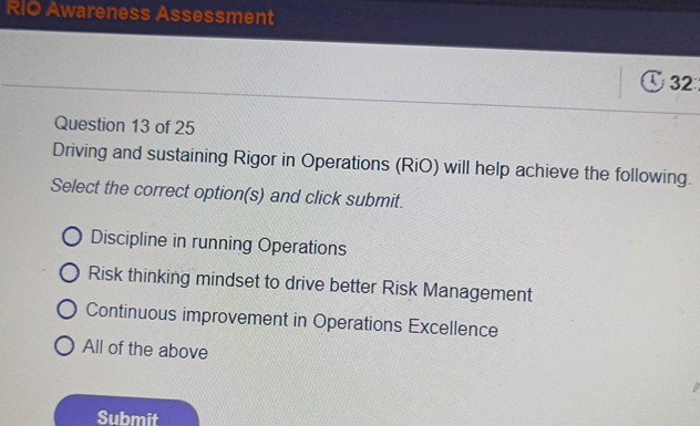 RO Awareness Assessment Question 13 of 25 | StudyX